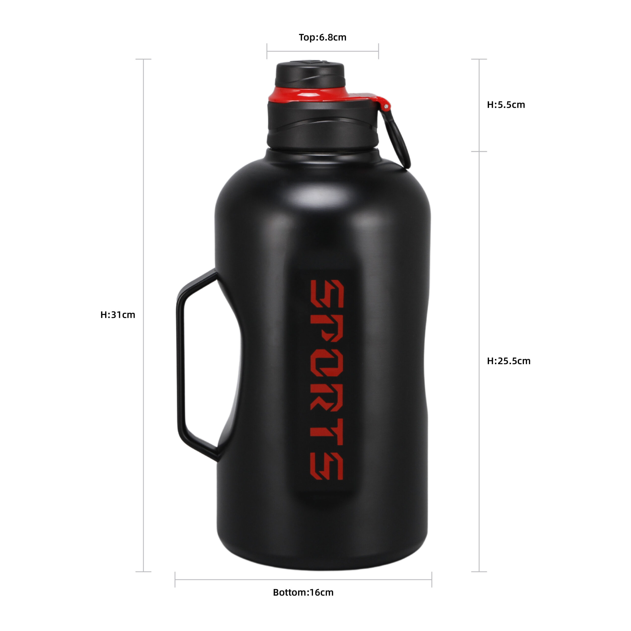 Double wall 70oz insulated water bottle with lid and handle